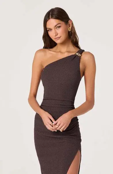 Astr The Label Candela One-shoulder Midi Dress