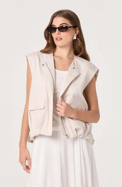 Astr The Label Radley Oversized Cargo Zip Vest