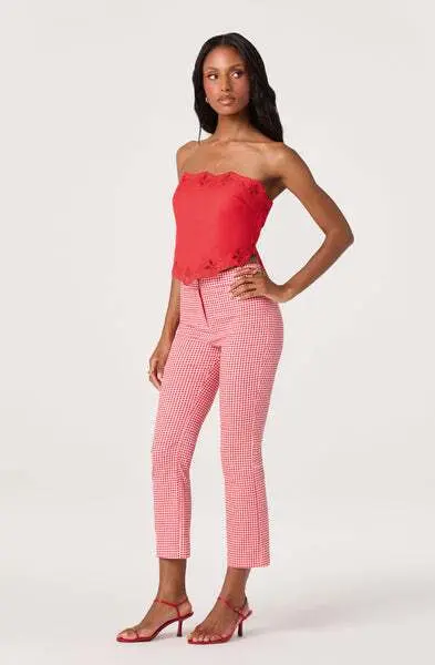 Astr The Label Asa Cutwork Embroidery Strapless Linen Top