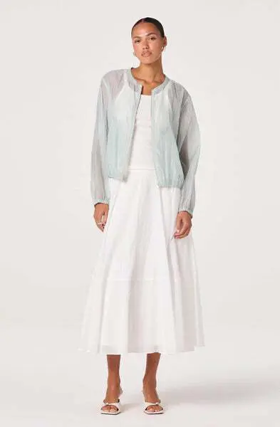 Astr The Label Aeva Sheer Chiffon Bomber Jacket