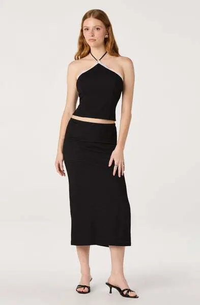 Astr The Label Milana Knit Midi Skirt - Black