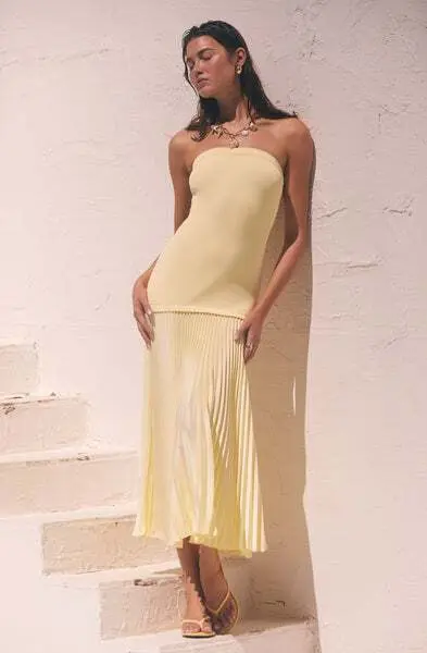 Astr The Label Selune Mixed Media Maxi Dress - Yellow