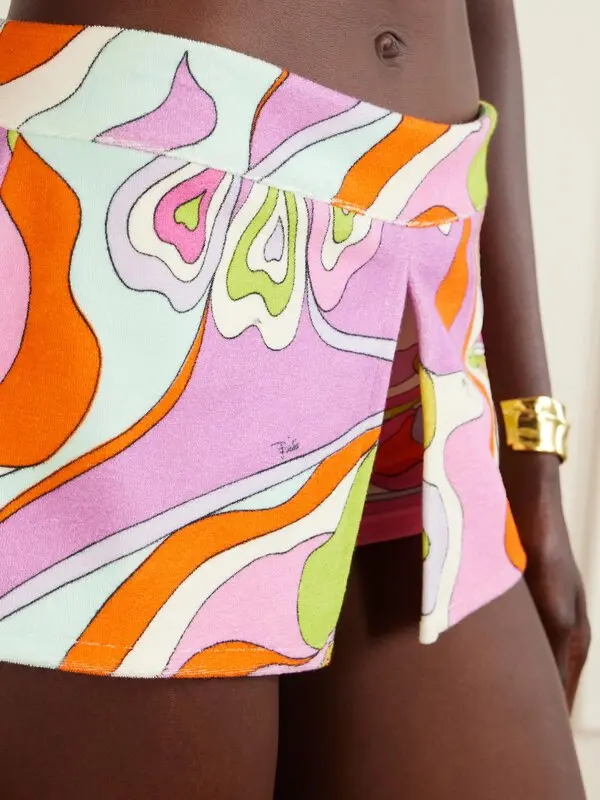 Emilio Pucci Printed Cotton-terry Skirted Shorts