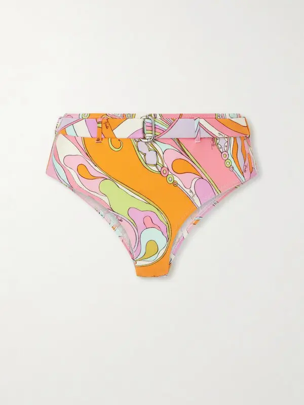 Emilio Pucci Printed Belted Bikini Briefs - Pink