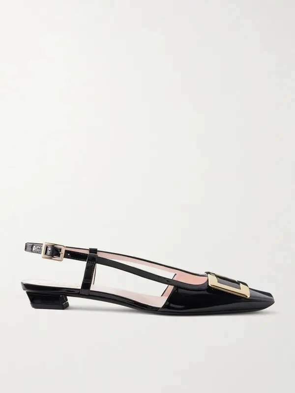 ROGER VIVIER Belle Vivier 45 Patent Leather Slingback Pumps - Black