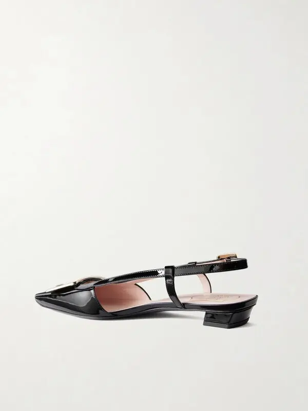 ROGER VIVIER Belle Vivier 45 Patent Leather Slingback Pumps - Black