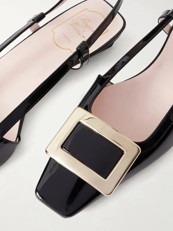ROGER VIVIER Belle Vivier 45 Patent Leather Slingback Pumps - Black