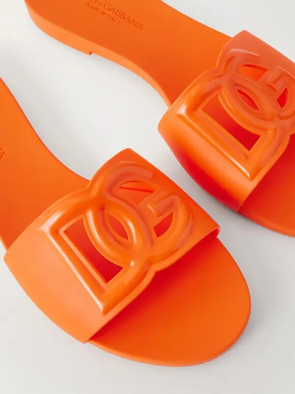 Dolce & Gabbana Bianca Logo-embossed Rubber Slides - Orange