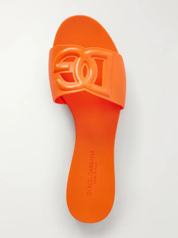 Dolce & Gabbana Bianca Logo-embossed Rubber Slides - Orange