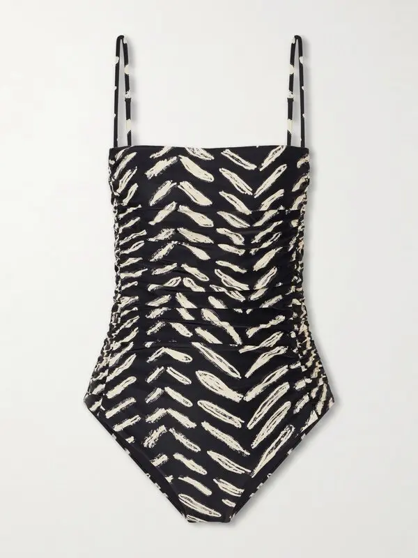 Johanna Ortiz Whispering Tides Printed Recycled Stretch-jersey One-piece - Black