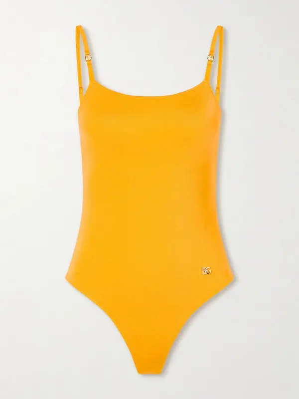 Dolce & Gabbana Logo Embellished One-piece Swimsuit - Orange