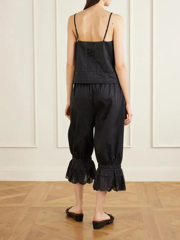 Staud Corinna Lace-trimmed Cotton Top - Black
