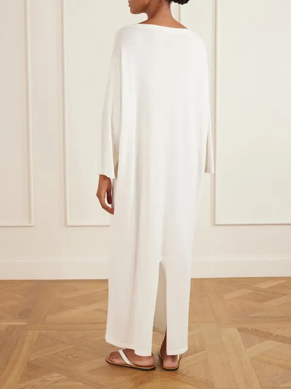 THE ROW Odet Draped Silk And Cotton-blend Midi Dress
