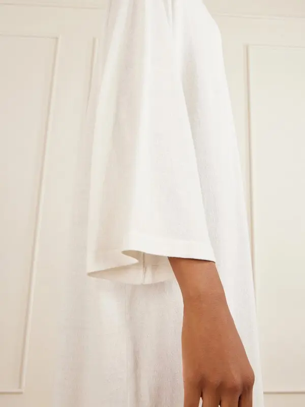 THE ROW Odet Draped Silk And Cotton-blend Midi Dress