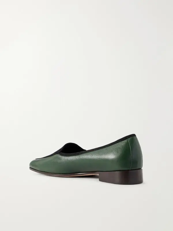 THE ROW Adam Suede-trimmed Loafers - Green