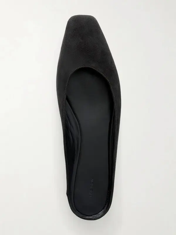 THE ROW June Suede Pointed Toe Mules - Black