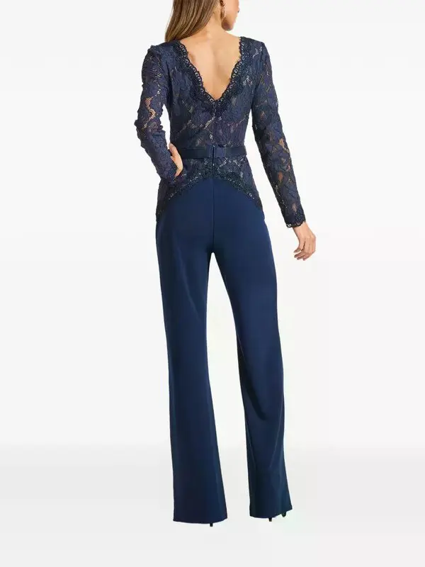Tadashi Shoji Amaris Lace-panelled Belted Jumpsuit - Blue