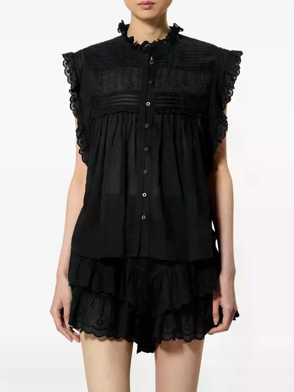MARANT ETOILE Sleeveless Ruffled High Neck Top