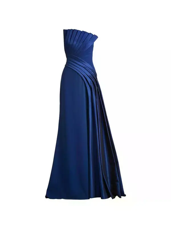 Tadashi Shoji Pleated Strapless Maxi Dress