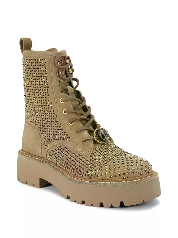 Kurt Geiger Chelsea Crystal-embellished Perforated Boots - Neutrals