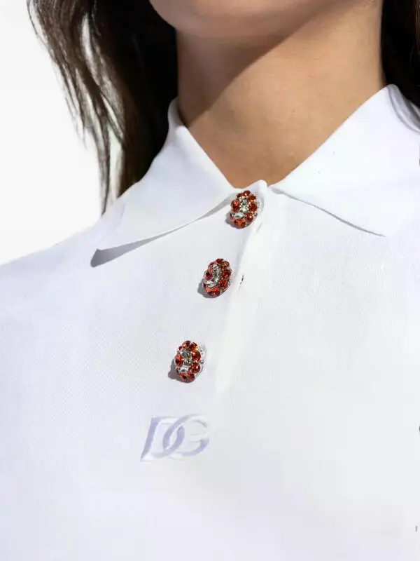Dolce & Gabbana Crystal Button Polo Shirt