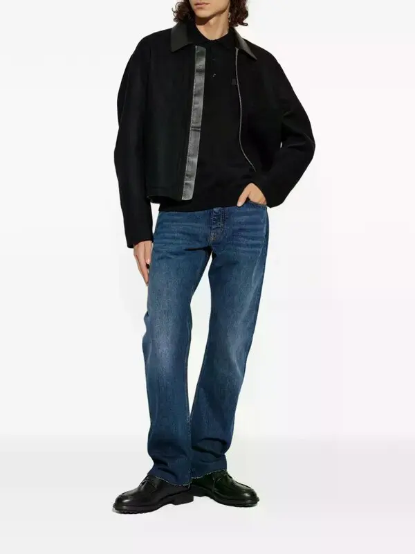 Givenchy Wool Jacket With Leather Collar - Black