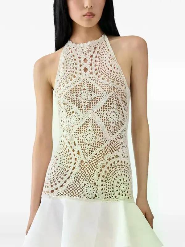 Jacquemus Crochet-knit Ruffled Halterneck Dress