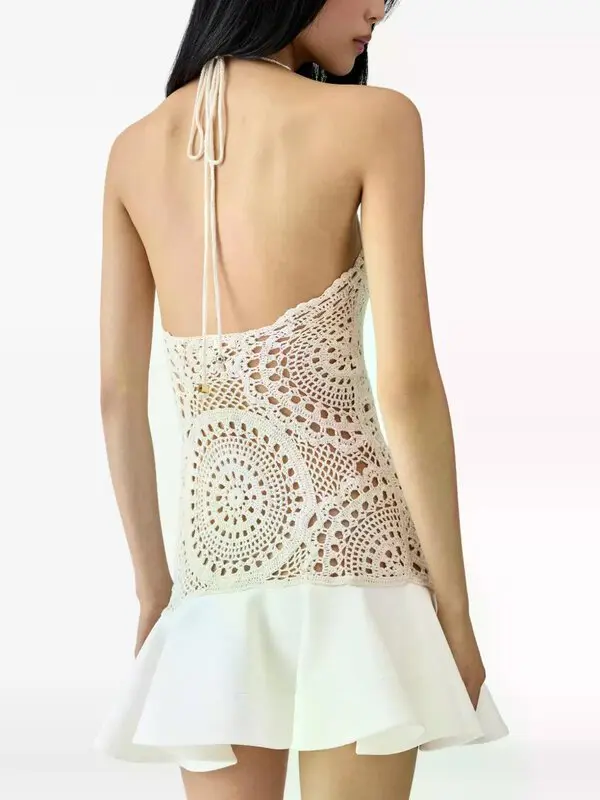 Jacquemus Crochet-knit Ruffled Halterneck Dress