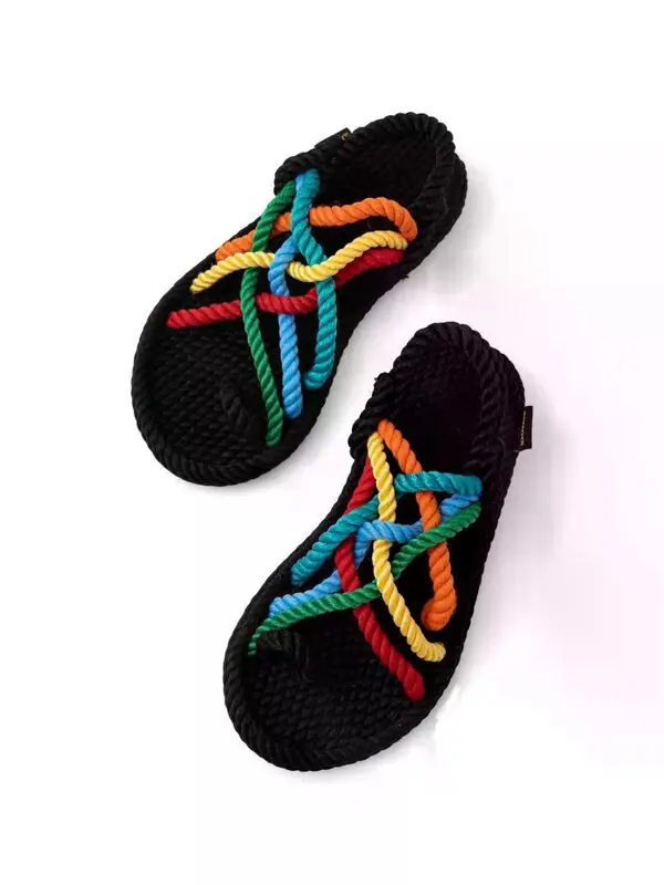 BOHONOMAD Interwoven Rope Sandals - Black