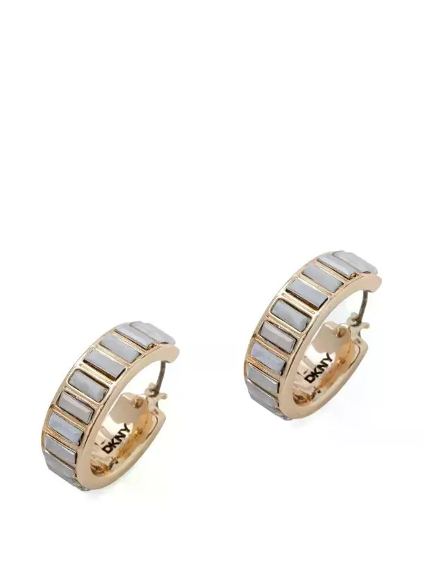 Dkny Baguette-cut Embellished Hoop Earrings - Gold