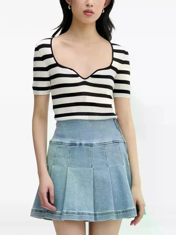 From Future Striped Sweetheart Neck T-shirt - Blue