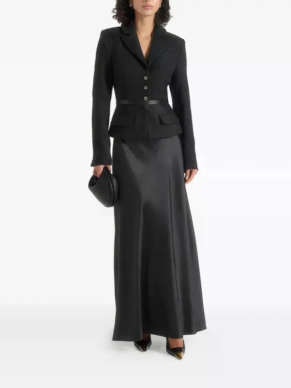 Manière De Voir Manier De Voir Boucle And Satin Belted Maxi Dress - Black