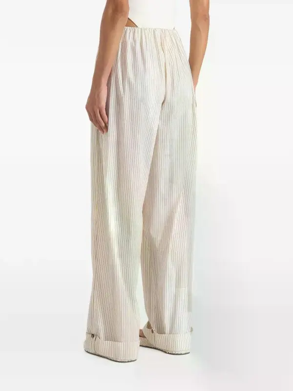 Manière De Voir Striped Cotton Trousers - Neutrals
