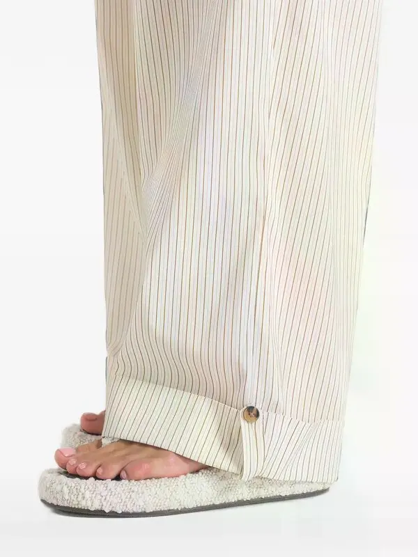 Manière De Voir Striped Cotton Trousers - Neutrals