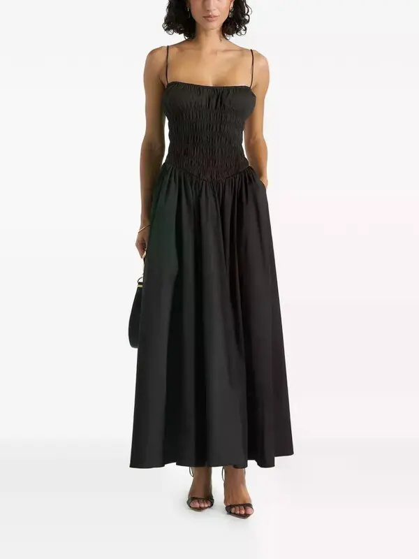 Manière De Voir Elva Smocked Cotton Maxi Dress - Black
