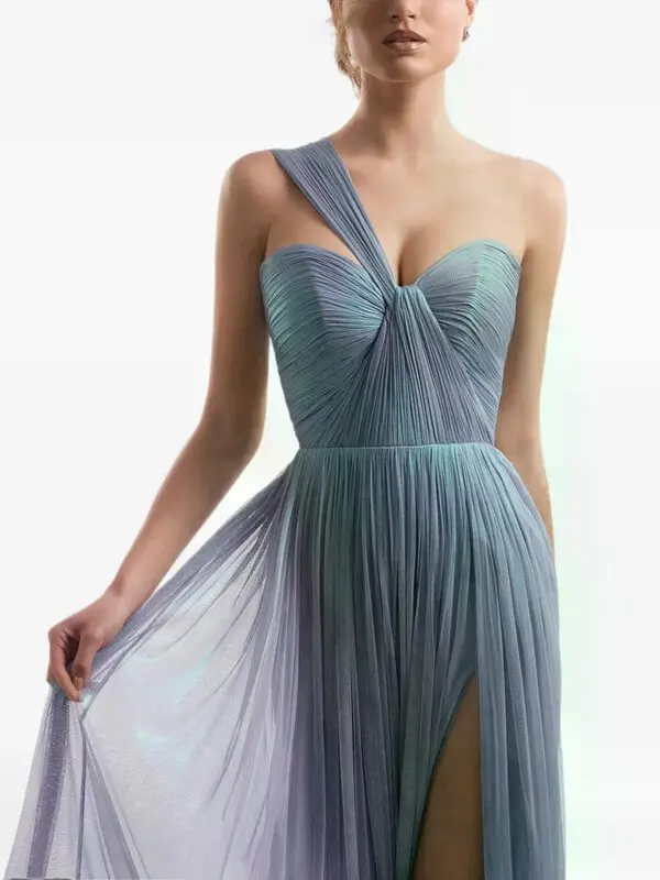 IMROSKA One-shoulder Pleated Maxi Dress