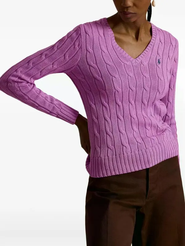 Polo Ralph Lauren Cable-knit V-neck Sweater - Pink