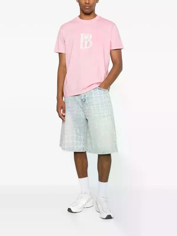 BLUE SKY INN Crocodile-effect Heavy-wash Shorts