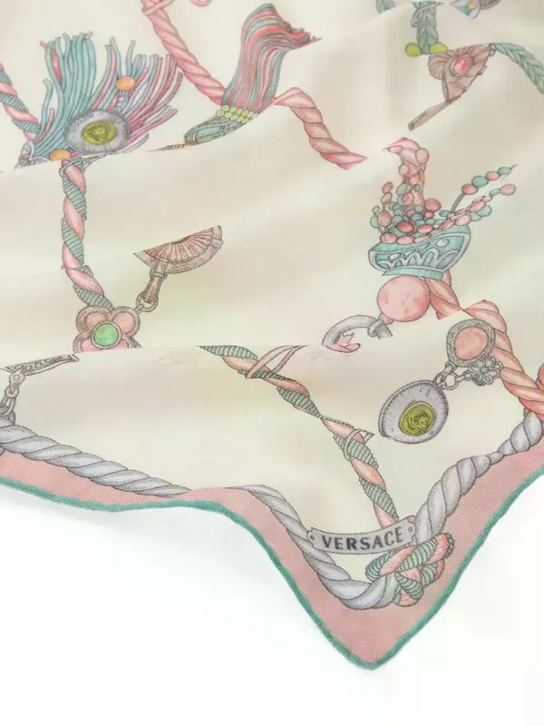 Versace Printed Wool & Silk Shawl 140 Cm