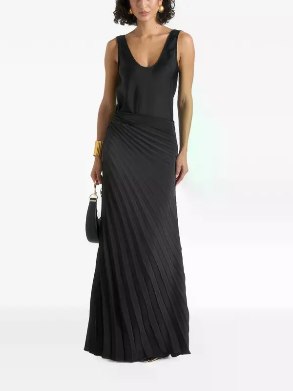 Manière De Voir Fiona Fan-pleat Maxi Skirt - Black
