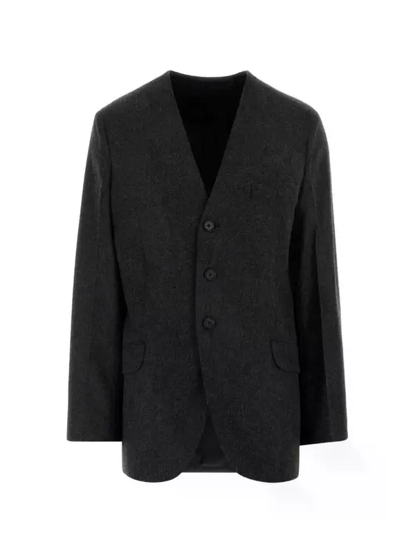 JIL SANDER Collarless Single-breasted Blazer - Grey