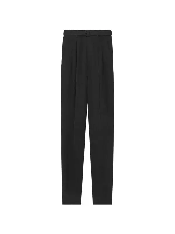 Saint Laurent Belted Pleated Trousers - Black