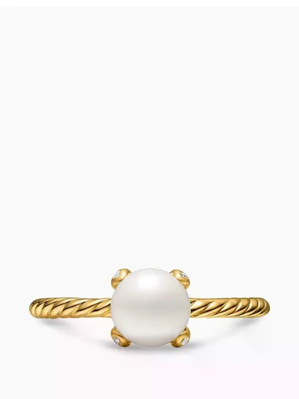 David Yurman Pearl And Diamond Ring - Gold