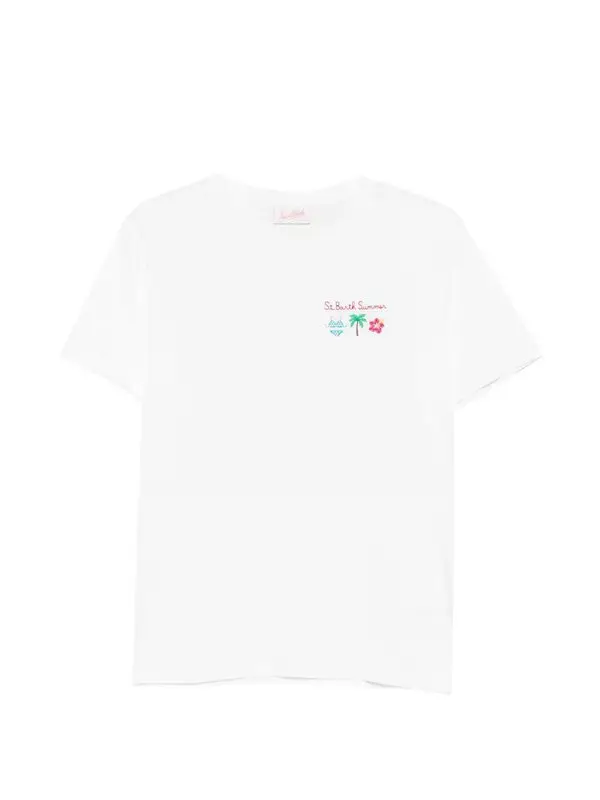MC2 SAINT BARTH Embroidered Logo Cotton T-shirt - White