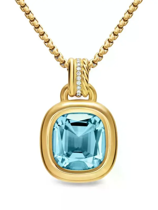 David Yurman Mercer Necklace With Sky Blue Topaz And Diamonds - Gold