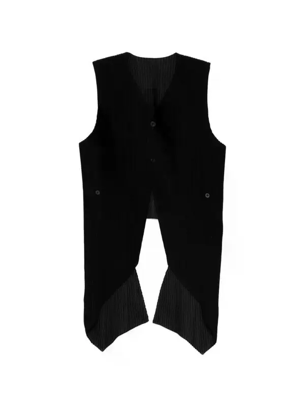Issey Miyake Tuxedo Pleats Vest - Black