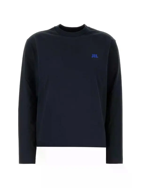 JIL SANDER Logo Embroidered Long Sleeve T-shirt - Blue
