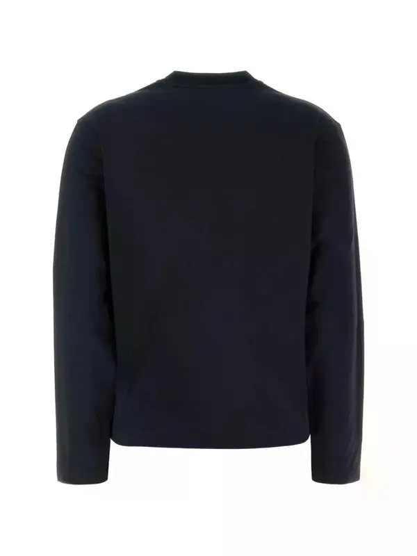 JIL SANDER Logo Embroidered Long Sleeve T-shirt - Blue