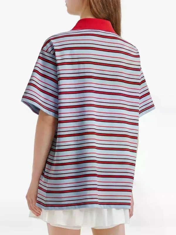 TOUT A COUP Striped Short-sleeve Polo Shirt