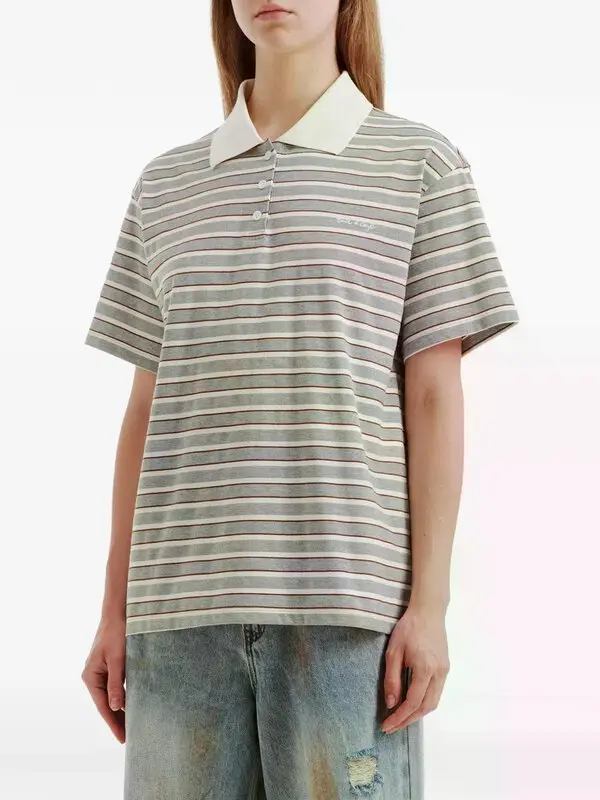 TOUT A COUP Striped Short-sleeve Polo Shirt